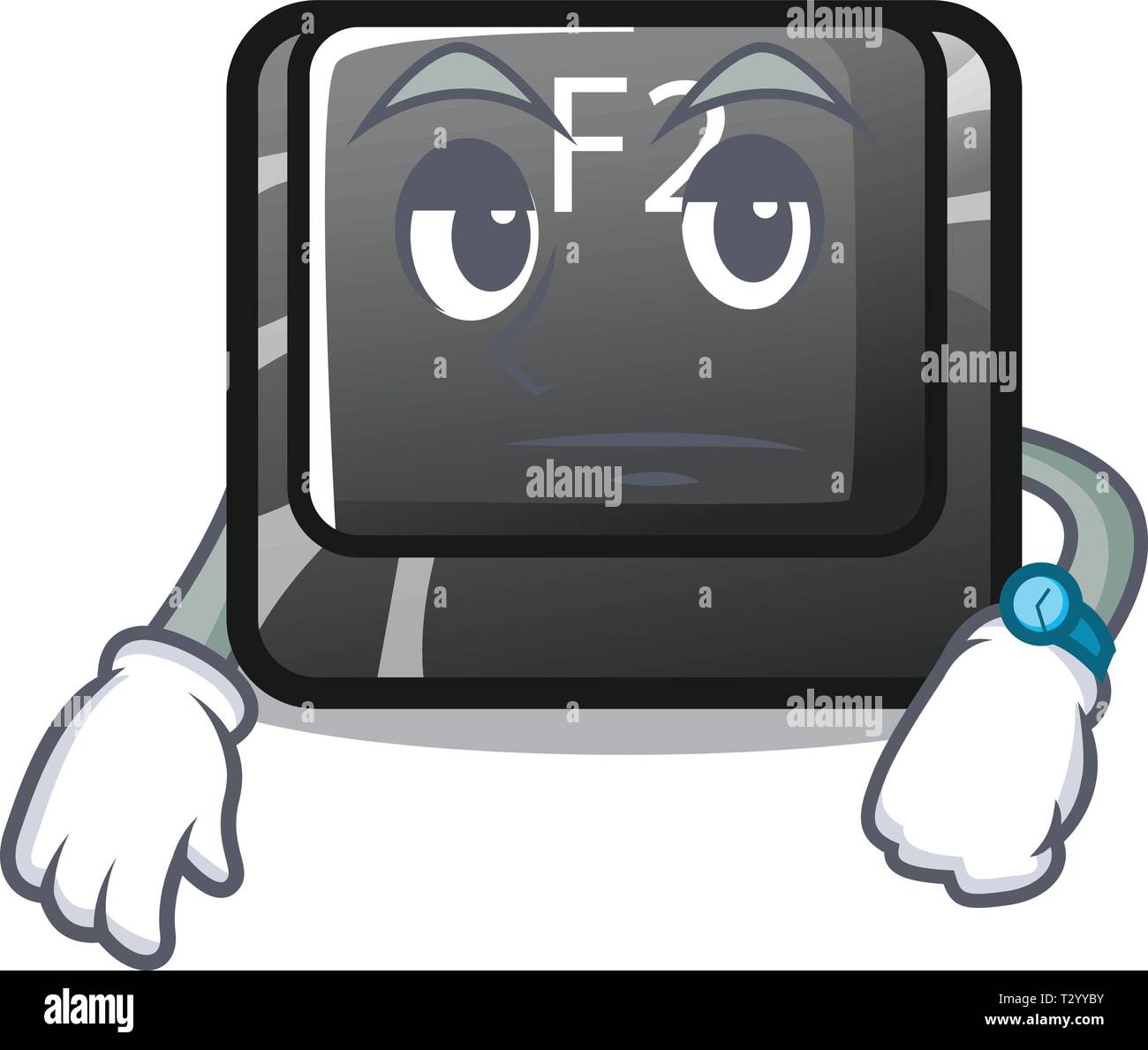 Waiting f2 button on the mascot computervector illustration Stock ...