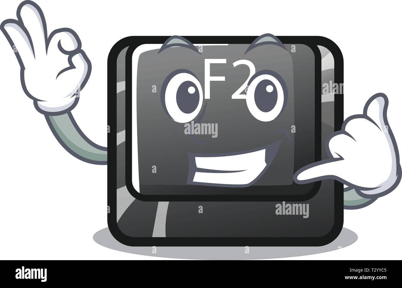 Call me f2 button on the mascot computervector illustration Stock ...