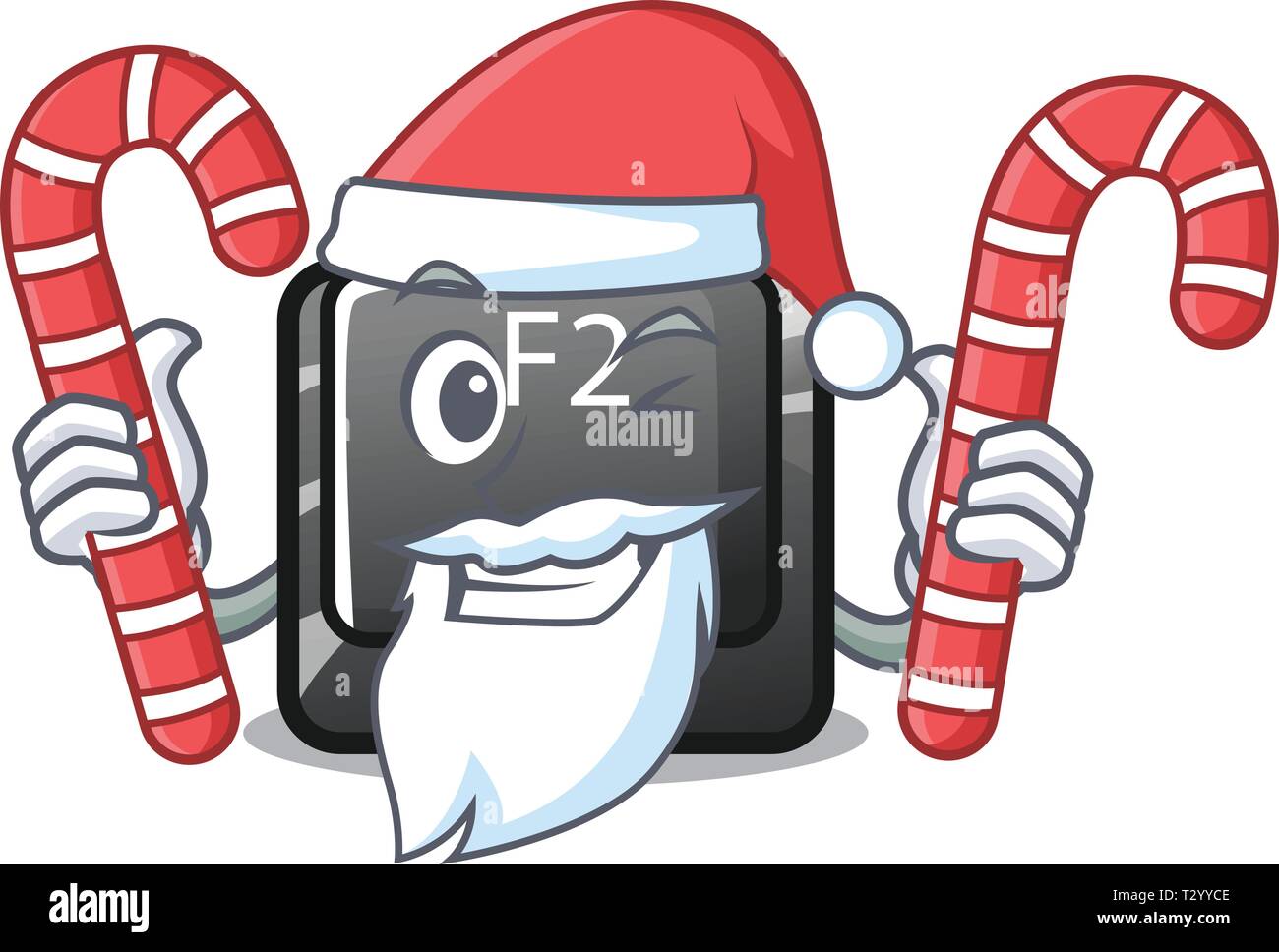 Santa with candy f2 button on the mascot computervector illustration ...