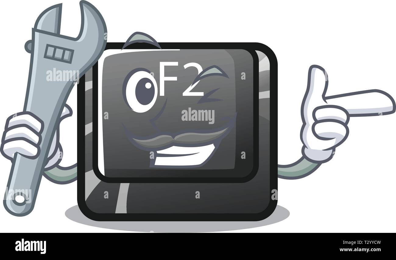 Mechanic f2 button on the mascot computervector illustration Stock ...
