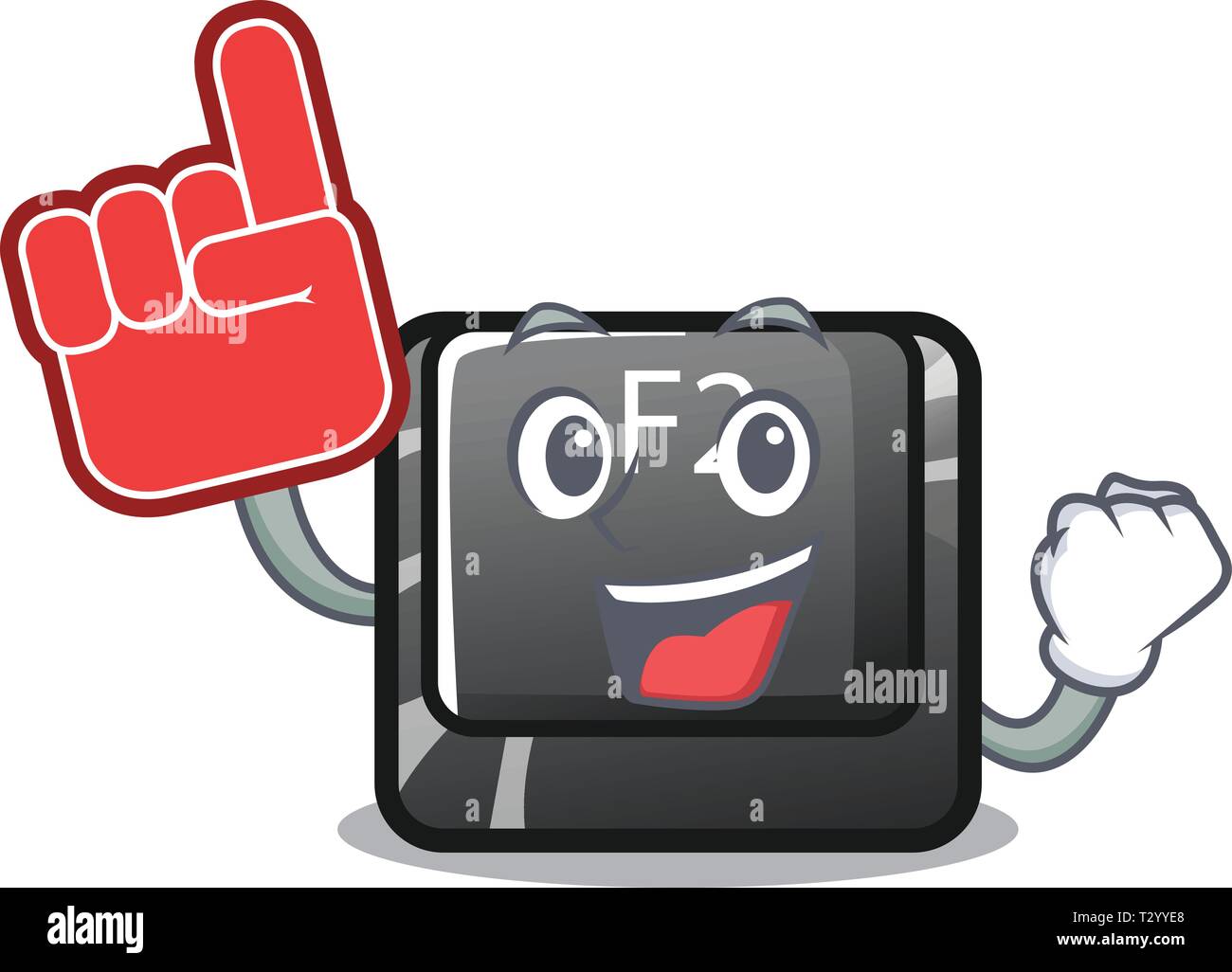 Foam finger f2 button on the mascot computervector illustration Stock ...