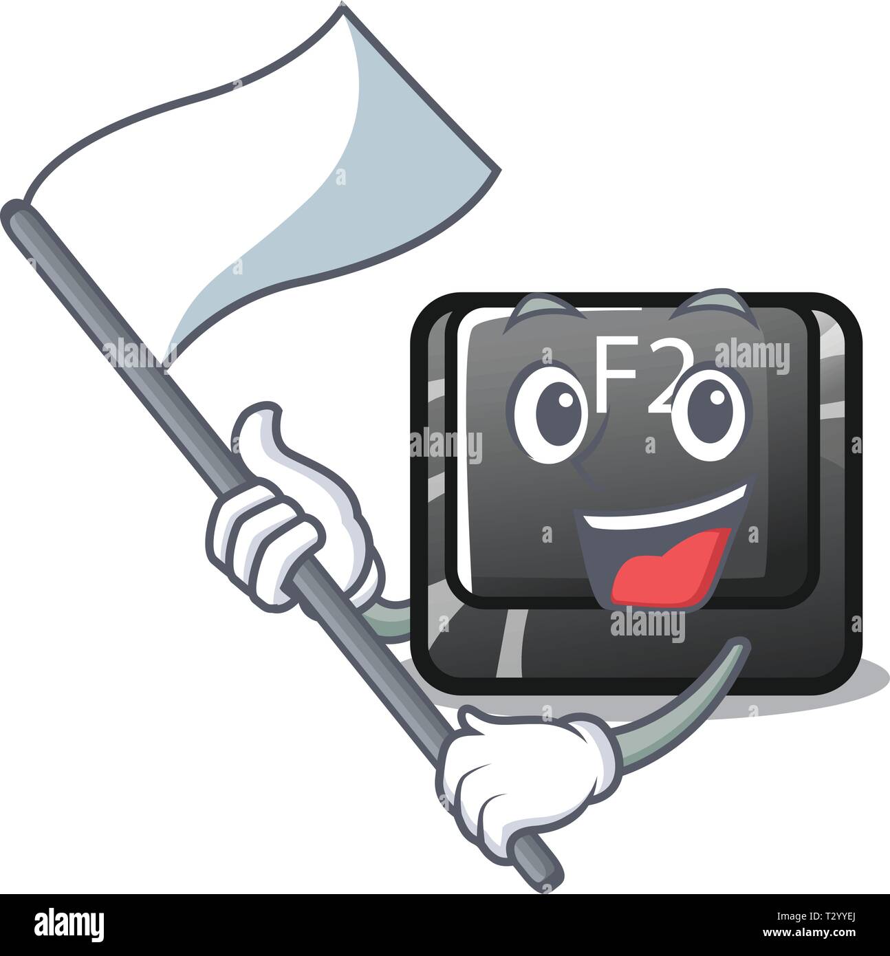 With flag f2 button on the mascot computervector illustration Stock ...