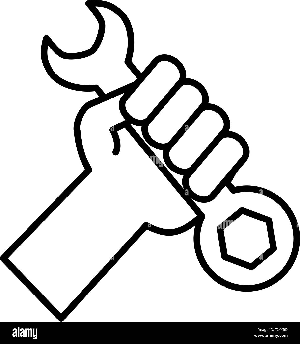 hand with wrench key tool vector illustration design Stock Vector Image ...