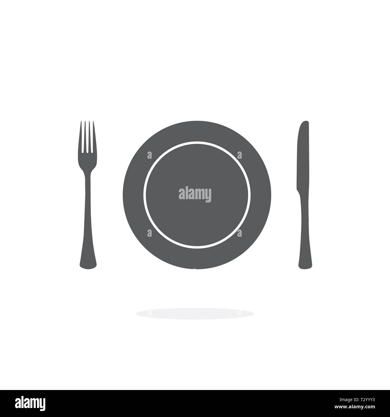 Knife and fork on white plate Stock Vector Images - Alamy