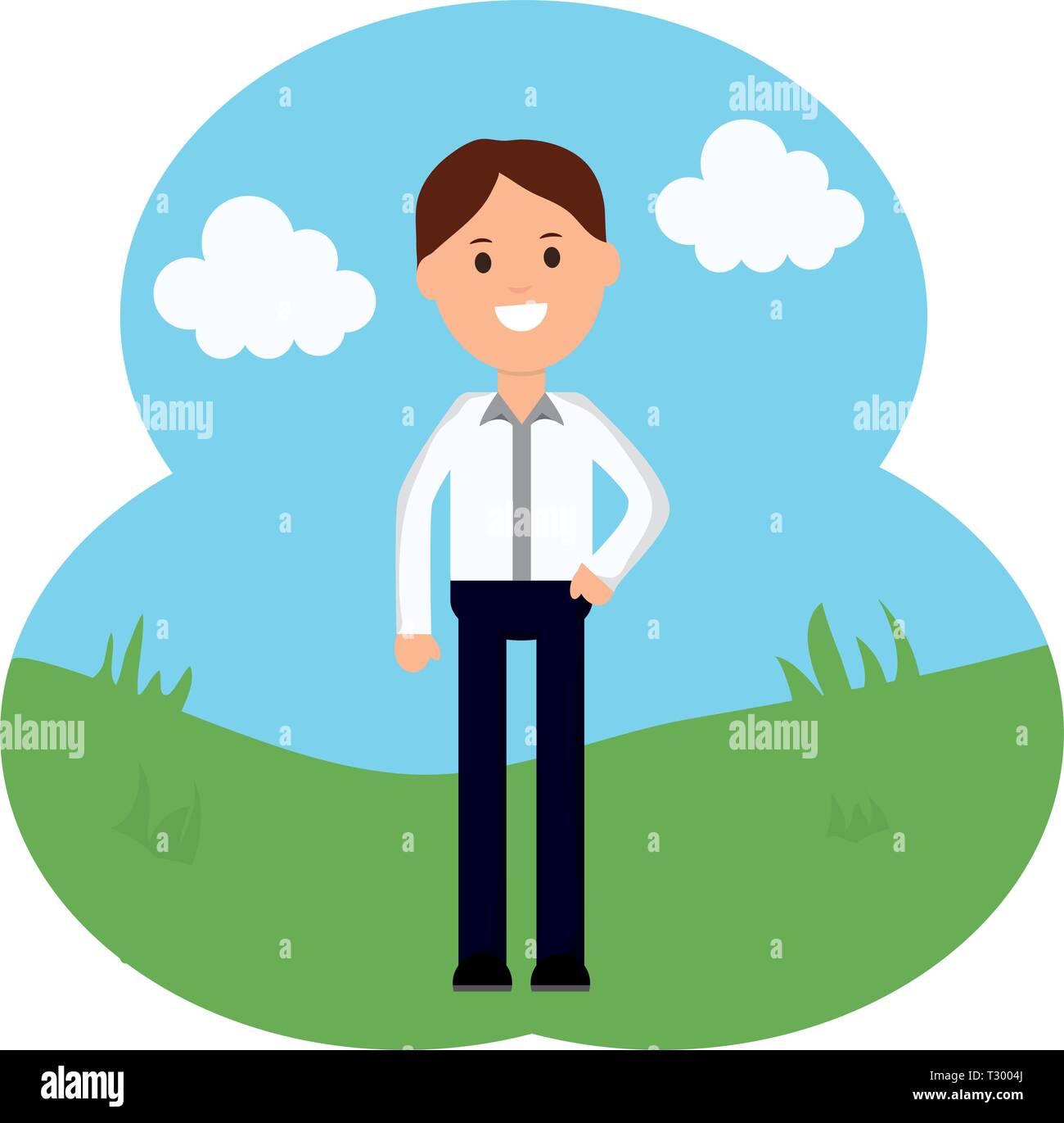 young man in the field character vector illustration design Stock ...