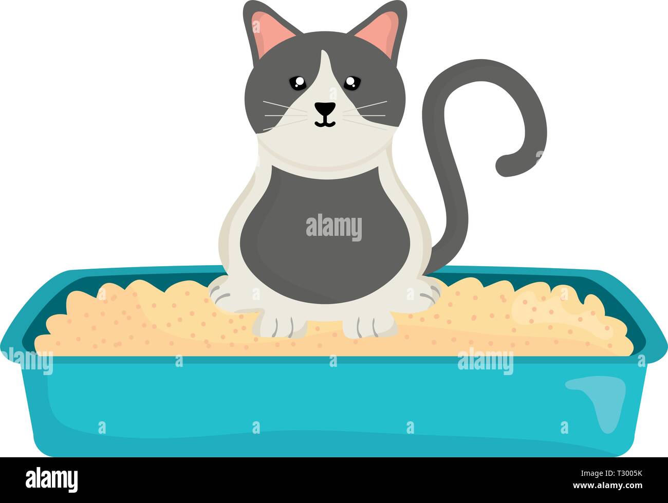 cute little cat in sand box character vector illustration design Stock ...