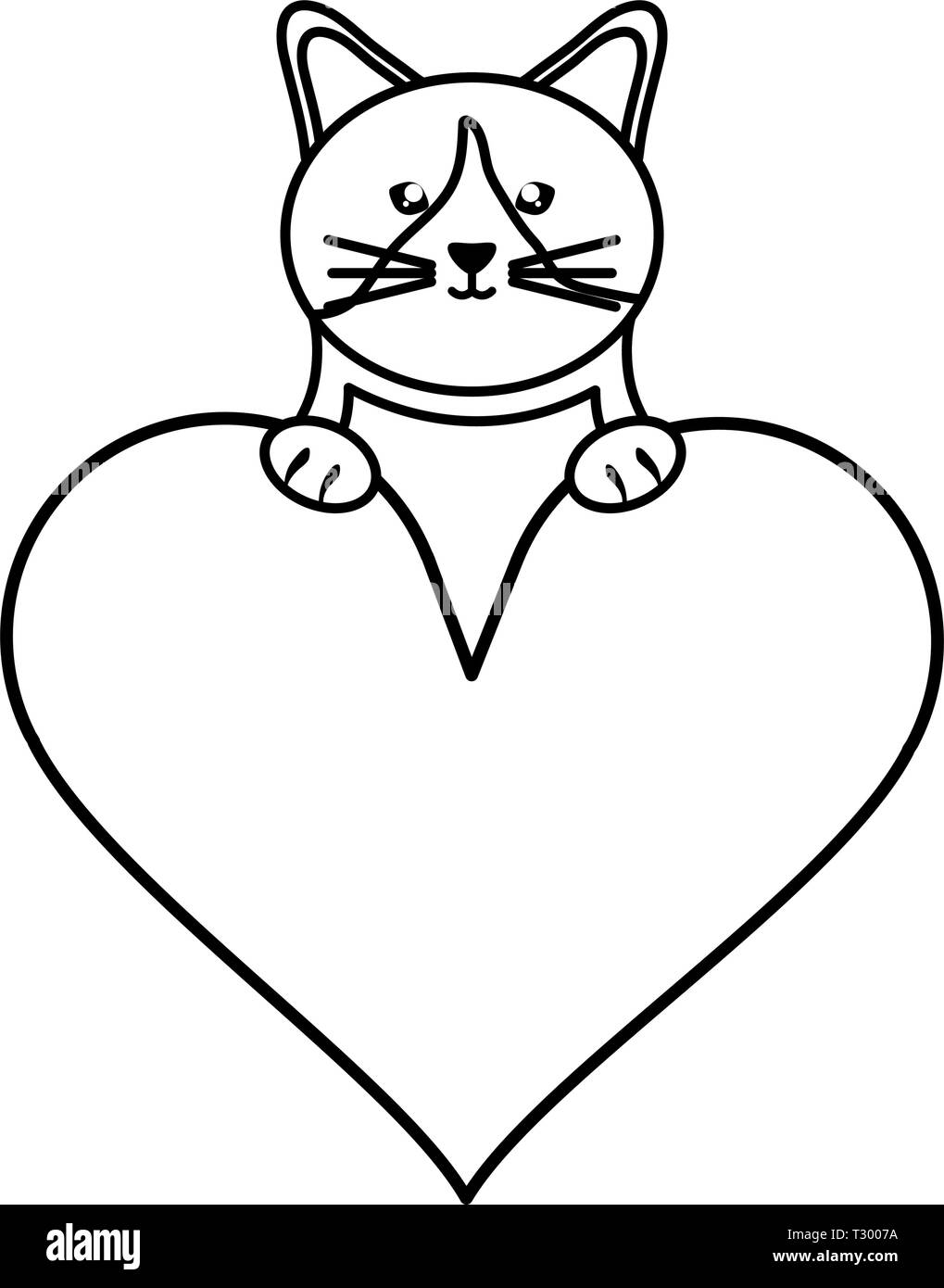 cute little cat with heart love character vector illustration design ...