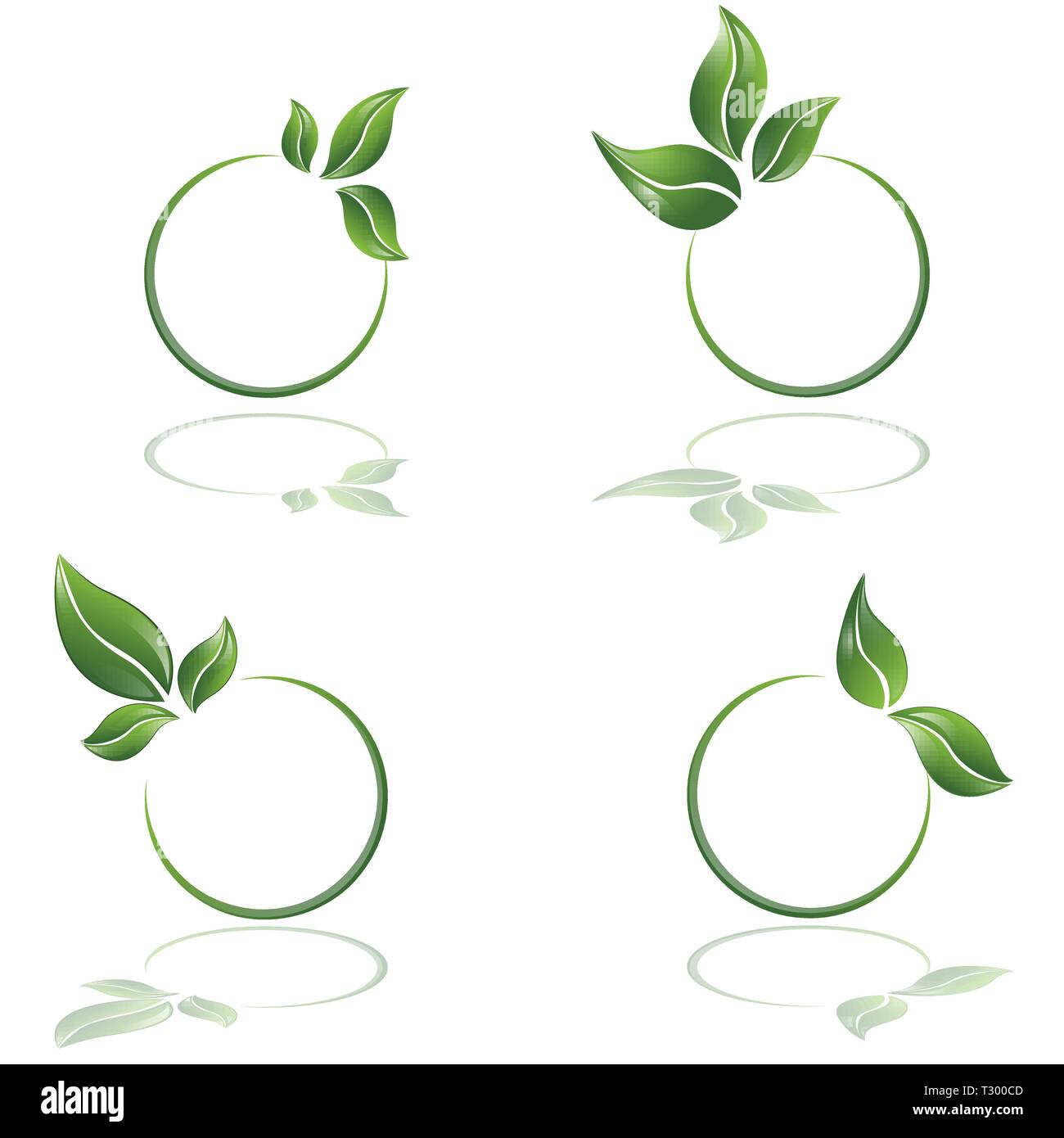 Eco logotype, leafs and circle vector illustration for web and print ...