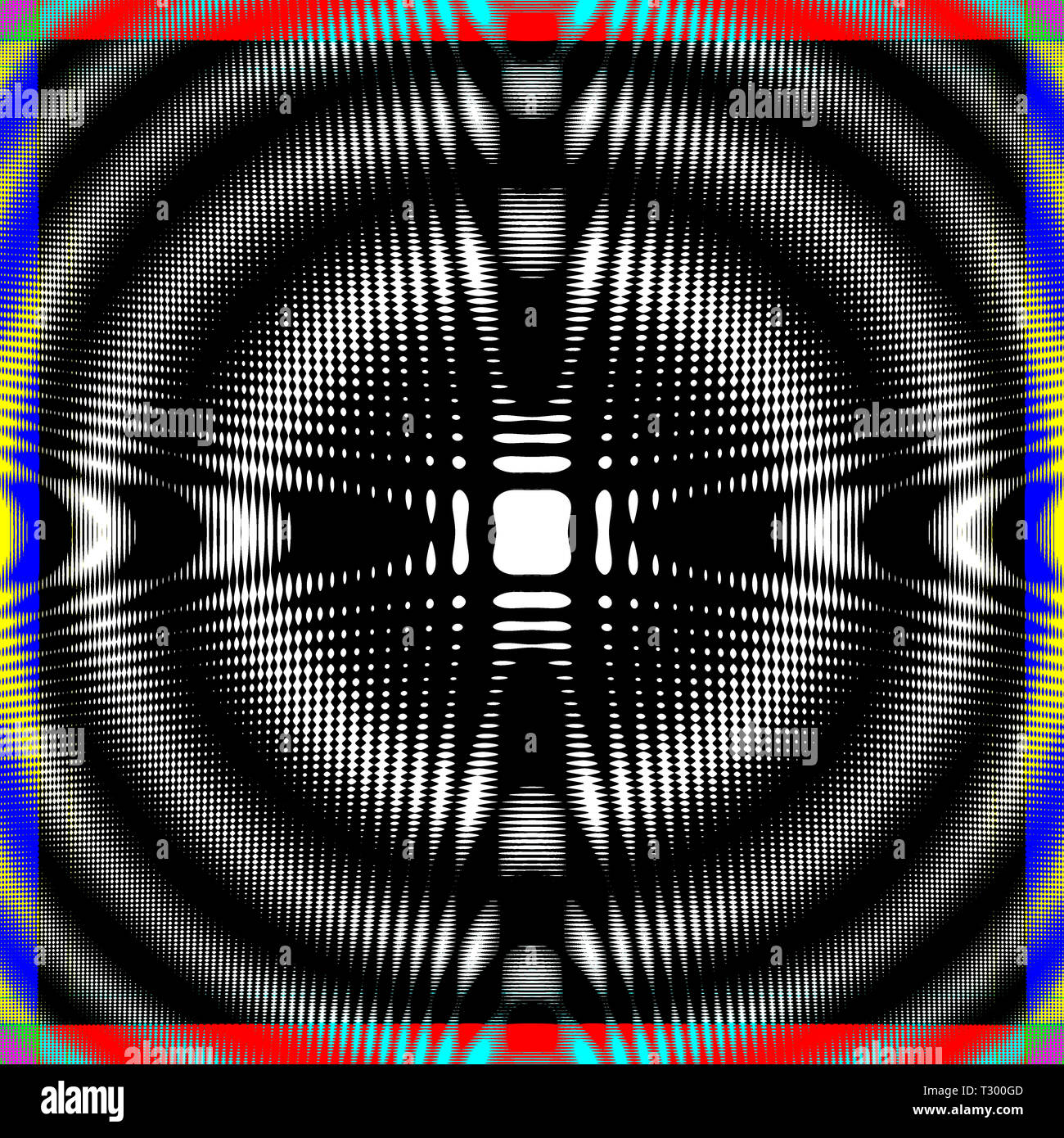 Computer art: Drawing of dots and circles of different size and color ...