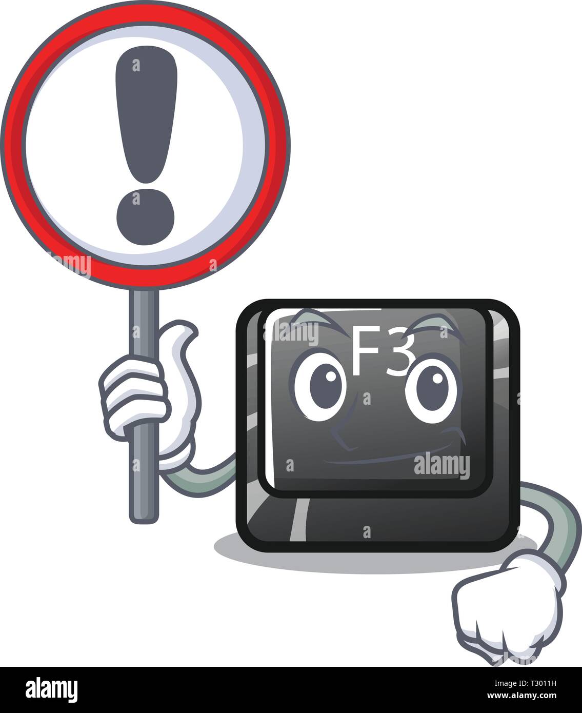 With sign button f3 isolated in the mascot vector illustration Stock ...