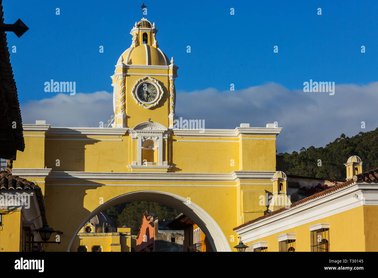 Colonial architecture in ancient Antigua Guatemala city, Central ...