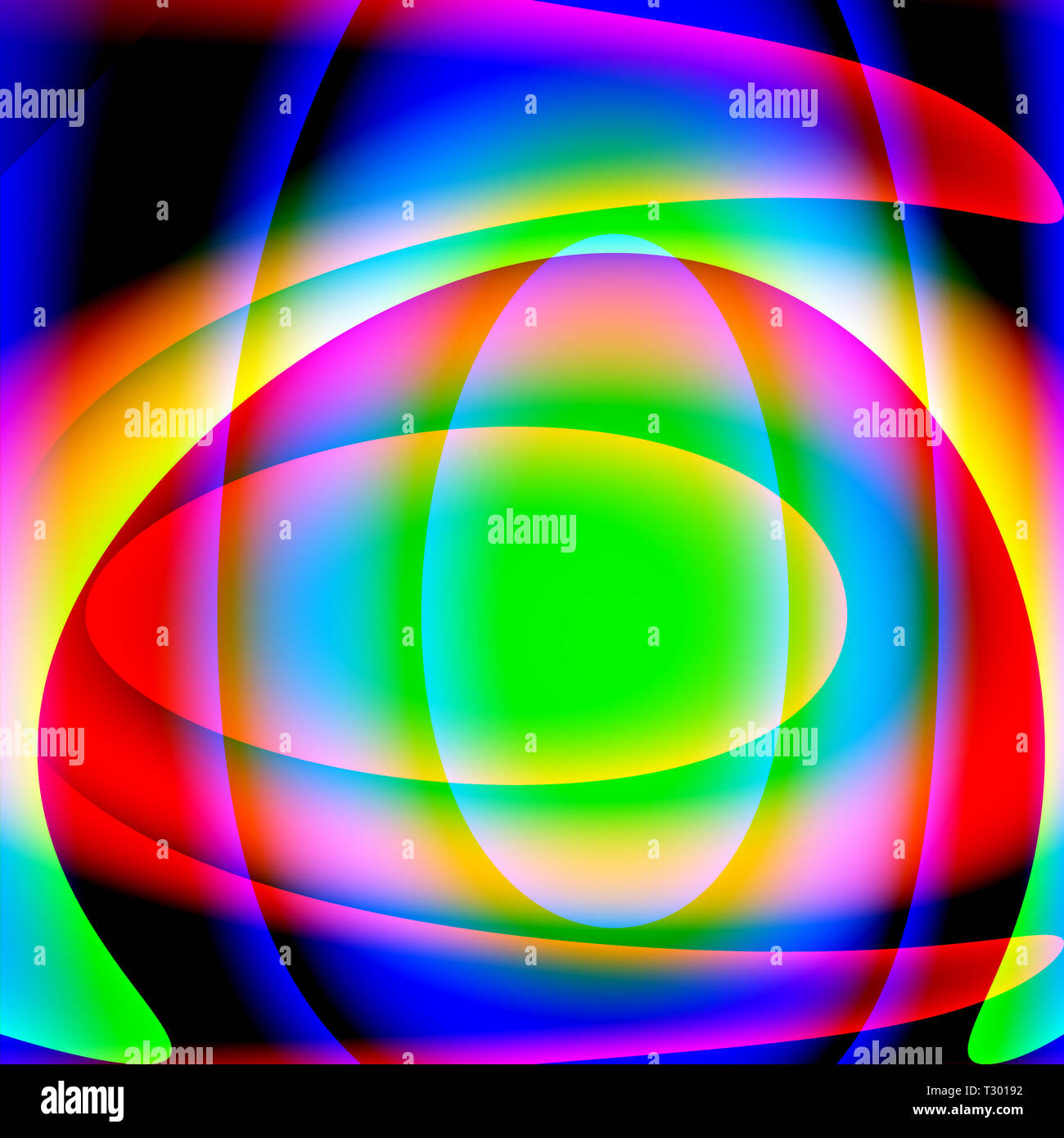 Computer drawing with different colors and shapes forming amorph ...
