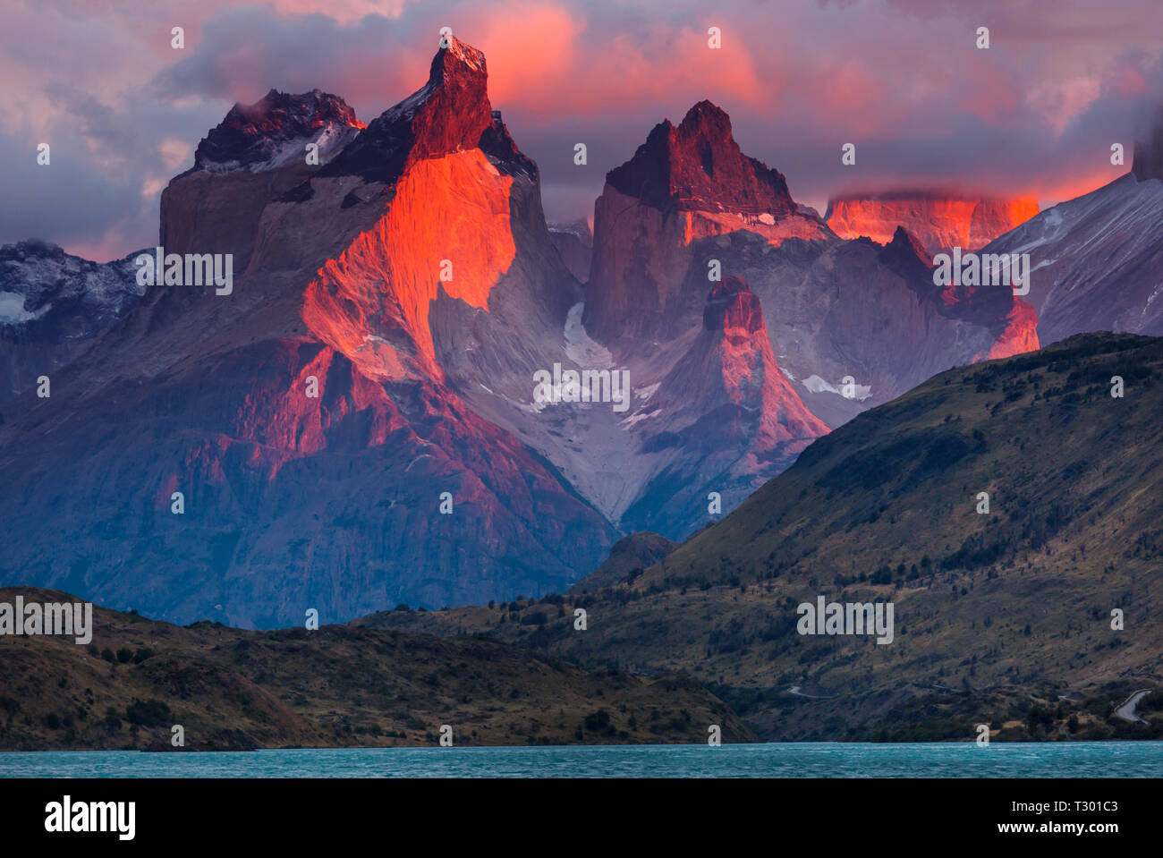 Beautiful mountain landscapes in Torres Del Paine National Park, Chile ...