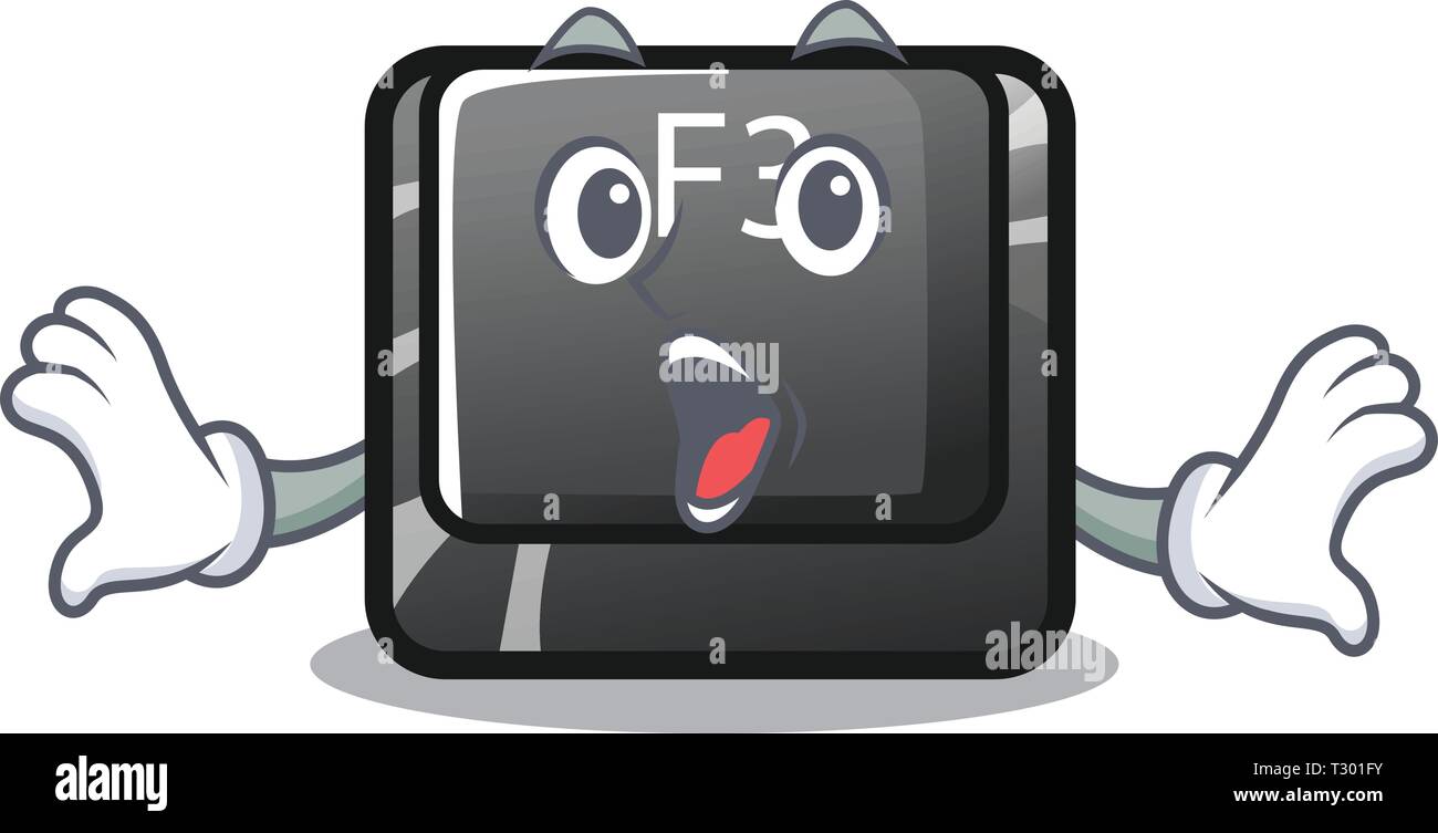 Surprised button f3 in the shape cartoon vector illustration Stock ...
