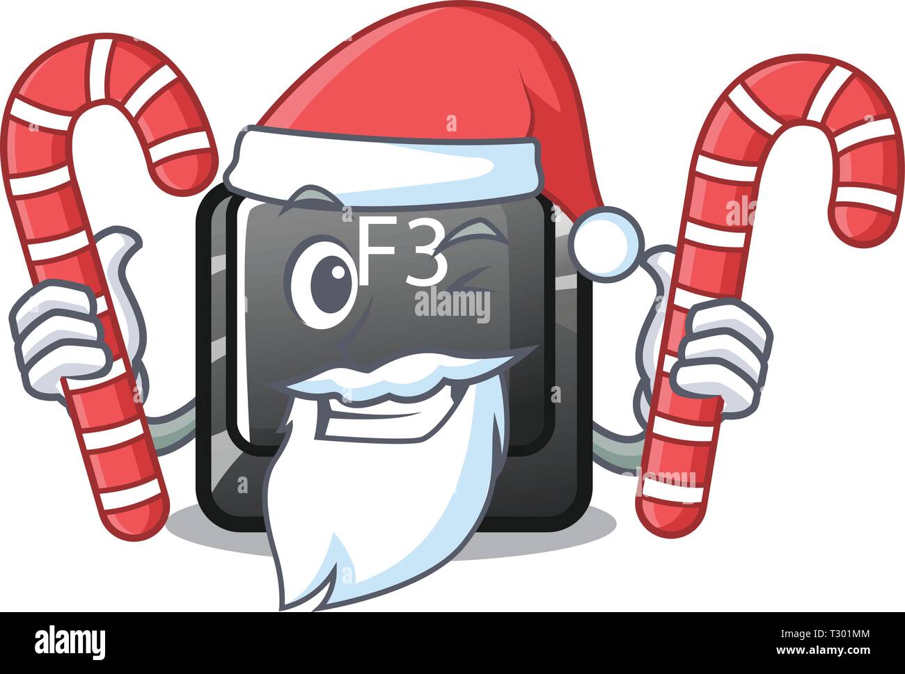 Santa with candy f3 button installed on cartoon computer vector ...