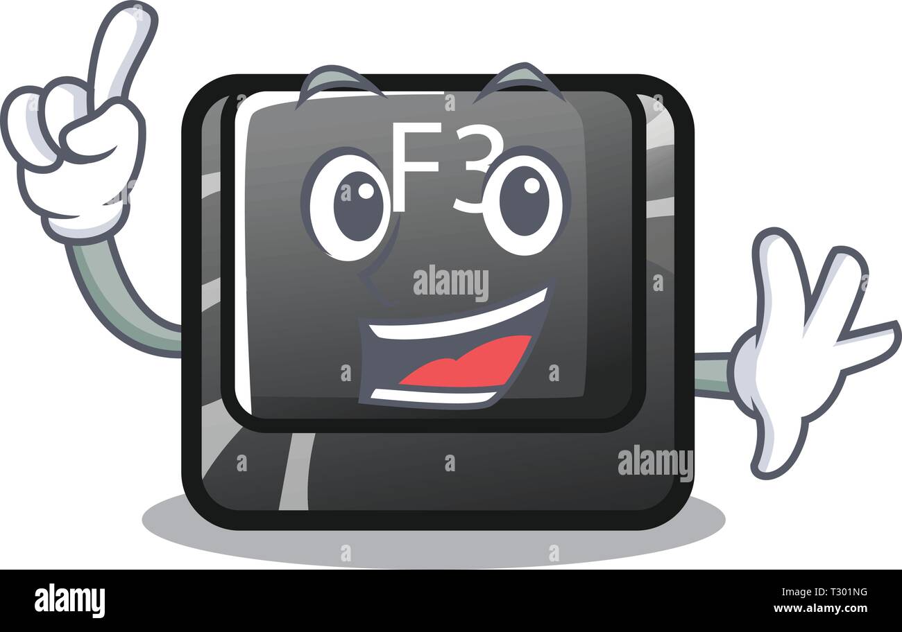 Finger f3 button installed on cartoon computer vector illustration ...