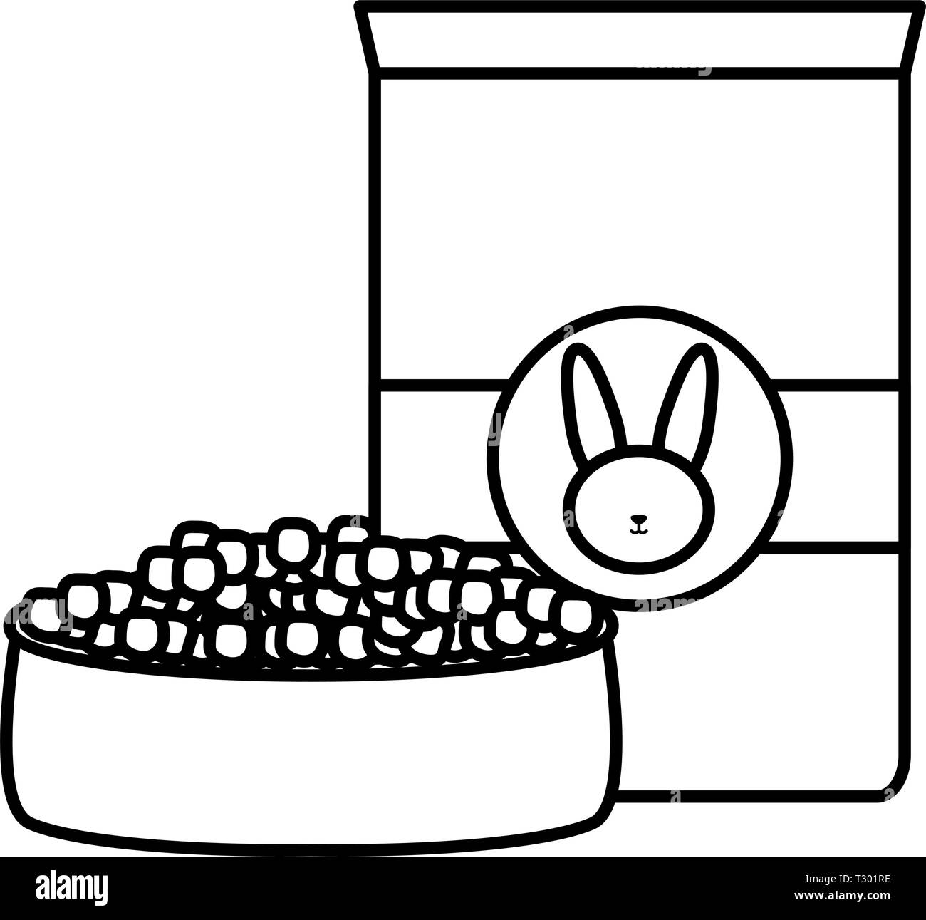 rabbit pet food bag and dish vector illustration design Stock Vector ...