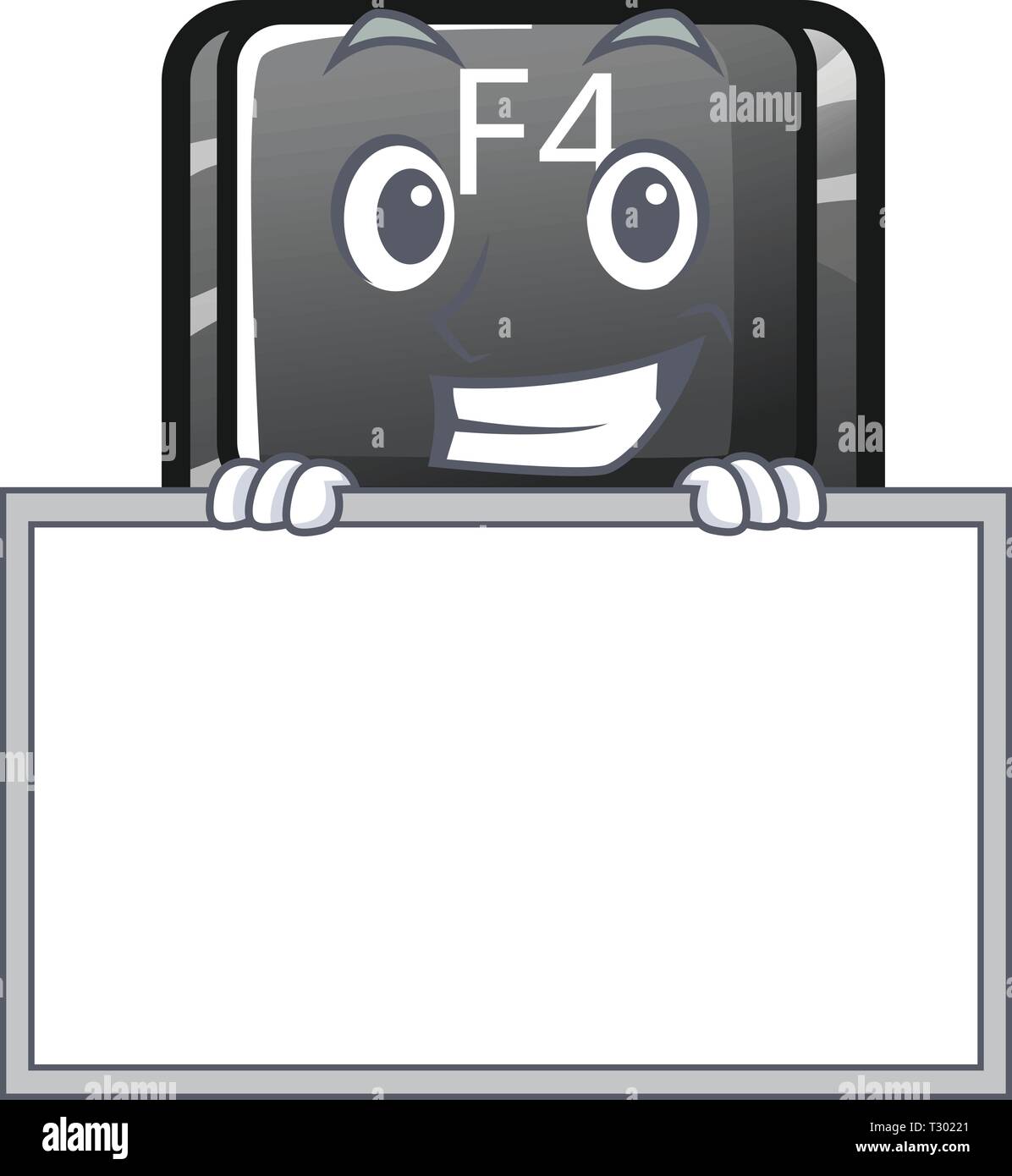 Grinning with board f4 button installed on cartoon keyboard vector ...