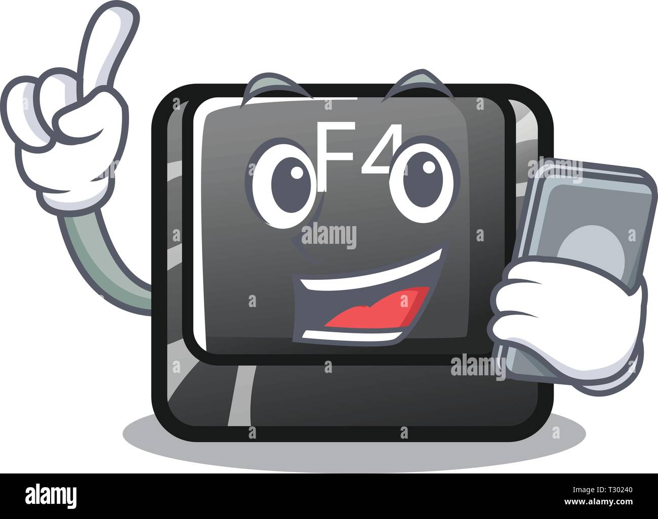With phone f4 button installed on cartoon keyboard vector illustration ...