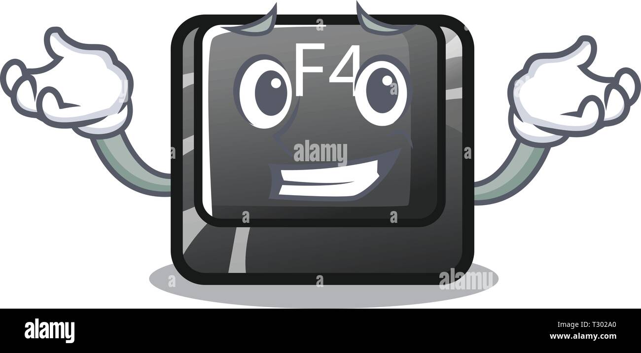 Grinning button f4 isolated with the character vector illustration ...