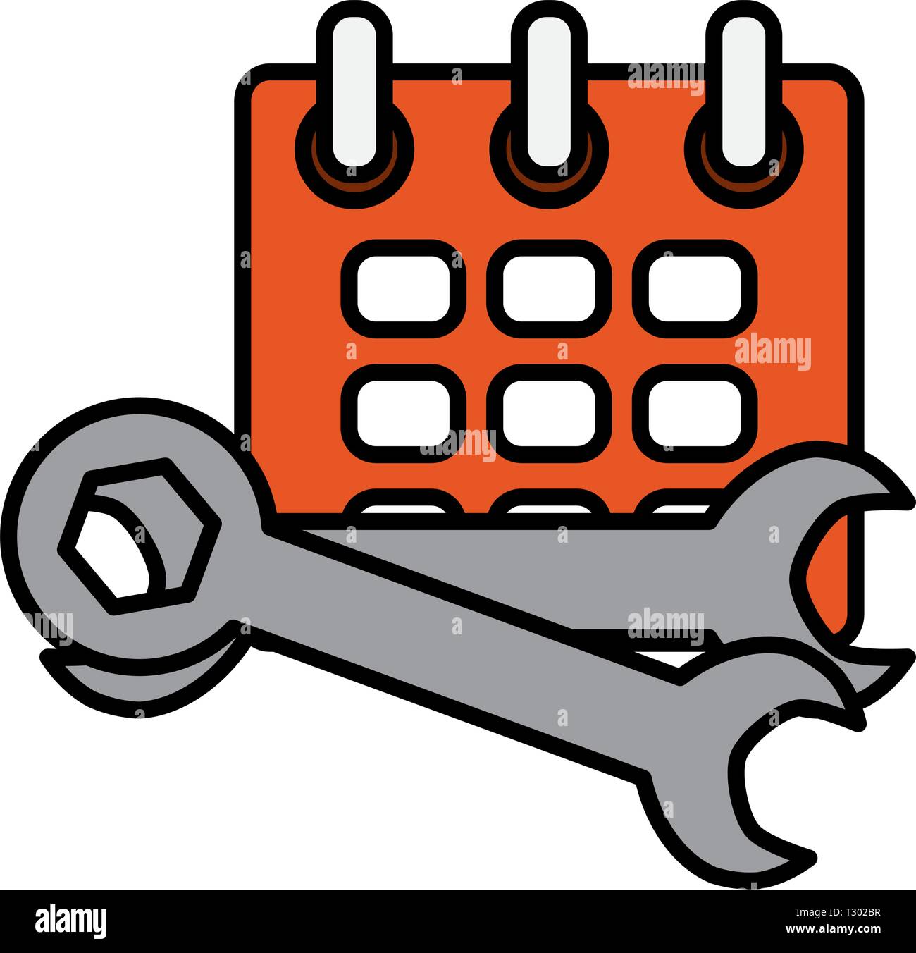 calendar reminder with wrench keys vector illustration design Stock ...
