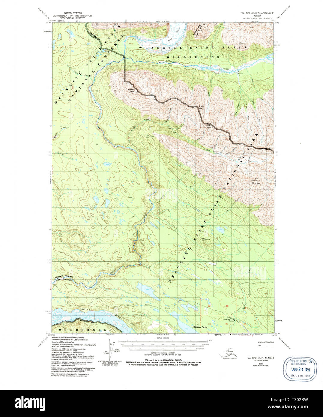 USGS TOPO Map Alaska AK Valdez C-1 360333 1951 63360 Restoration Stock ...