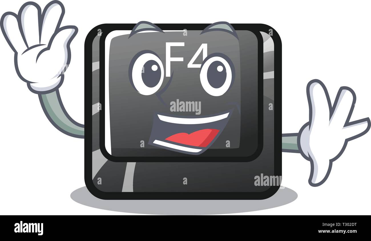 Waving button f4 isolated with the character vector illustration Stock ...