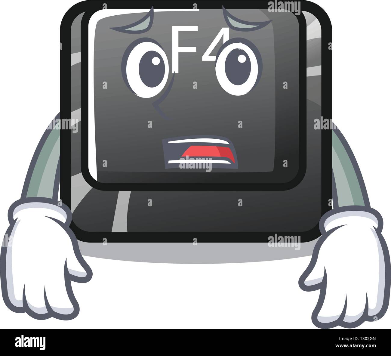 Afraid button f4 in the shape cartoon vector illustration Stock Vector ...