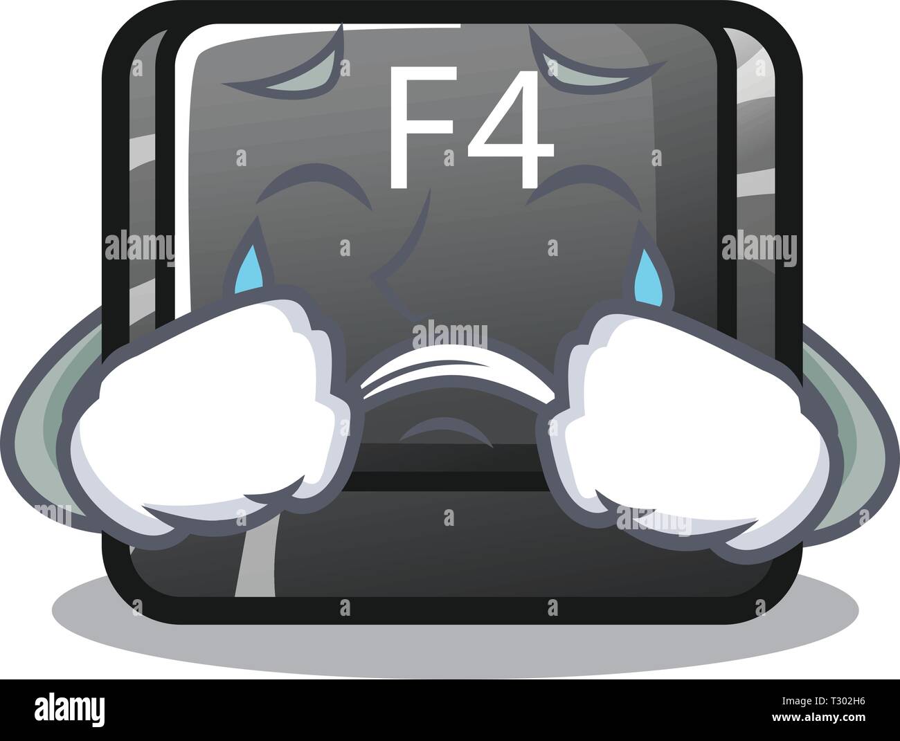 Crying button f4 in the shape cartoon vector illustration Stock Vector ...