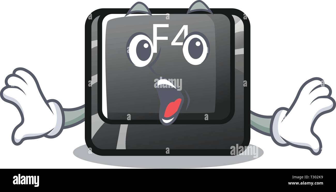 Surprised button f4 in the shape cartoon vector illustration Stock ...