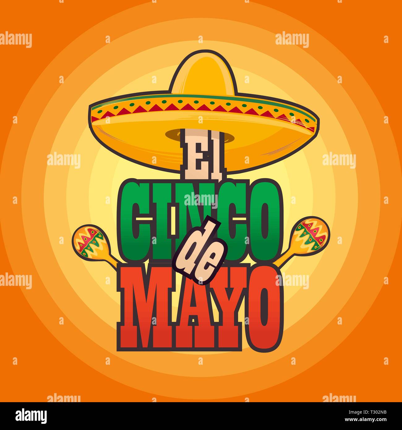 Cinco de Mayo lettering greeting text illustration Stock Vector Image ...