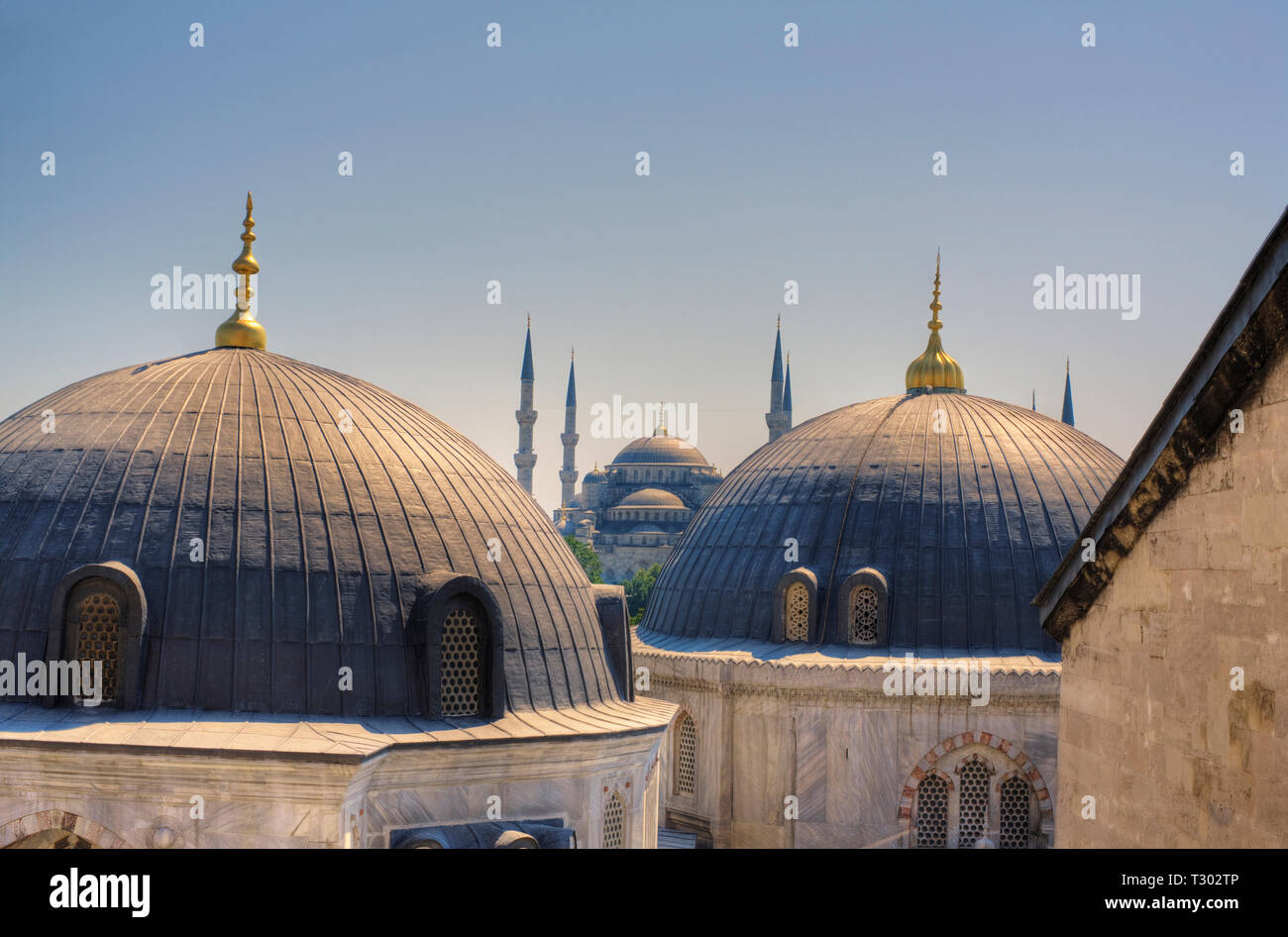 High view of the minarets of the Blue Mosque Stock Photo - Alamy