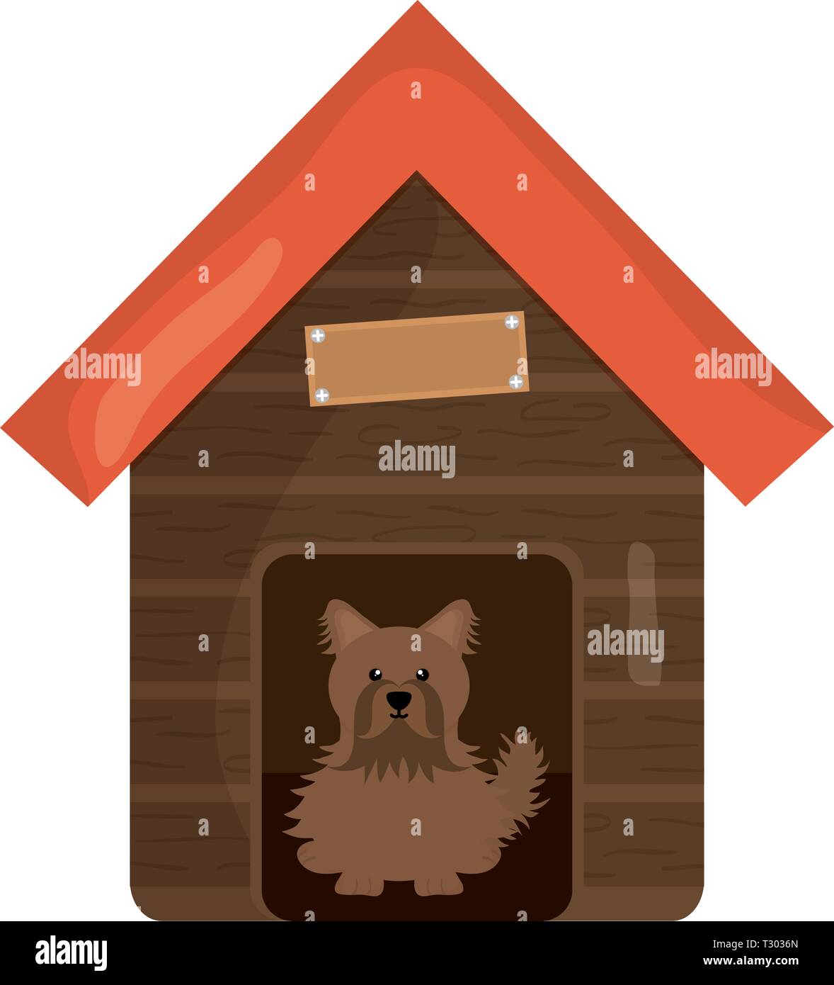 cute little dog in wooden house character vector illustration design ...
