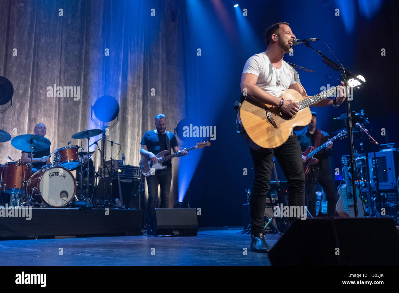 English singer-songwriter and guitarist James Morrison seen performing ...