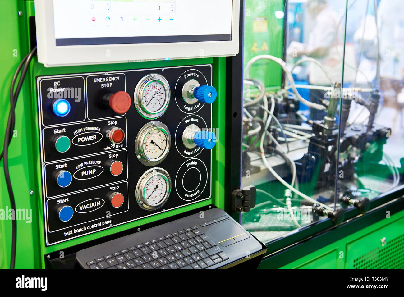 Test benches injectors and pumps with manometer Stock Photo - Alamy