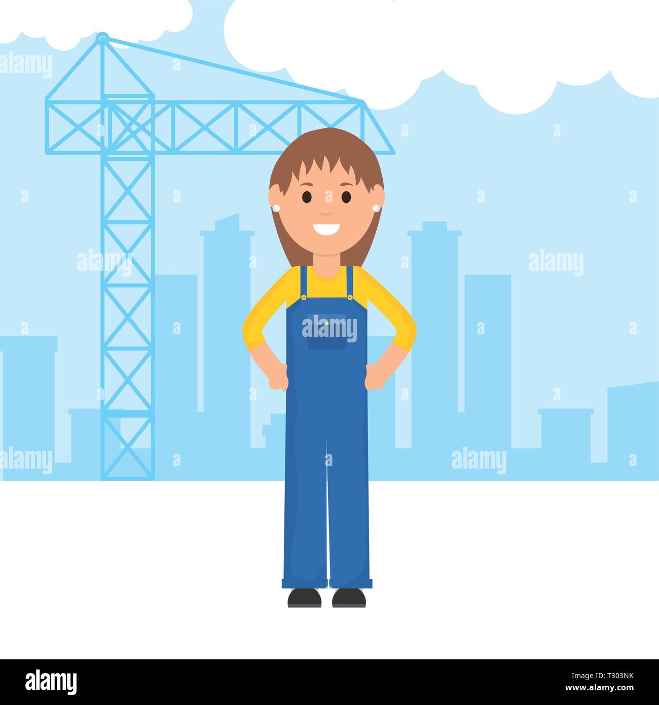 female builder worker character vector illustration design Stock Vector ...