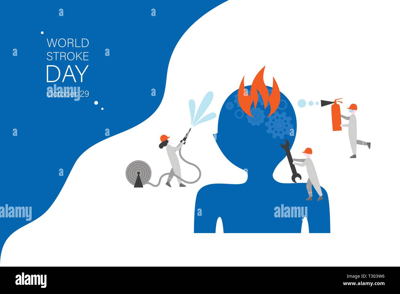 International stroke day vector banner template. Abstract human head ...
