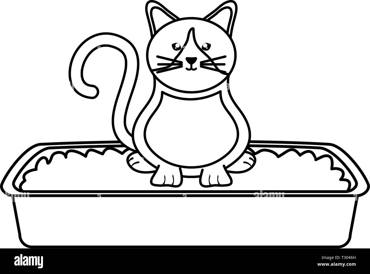 cute little cat in sand box character vector illustration design Stock ...