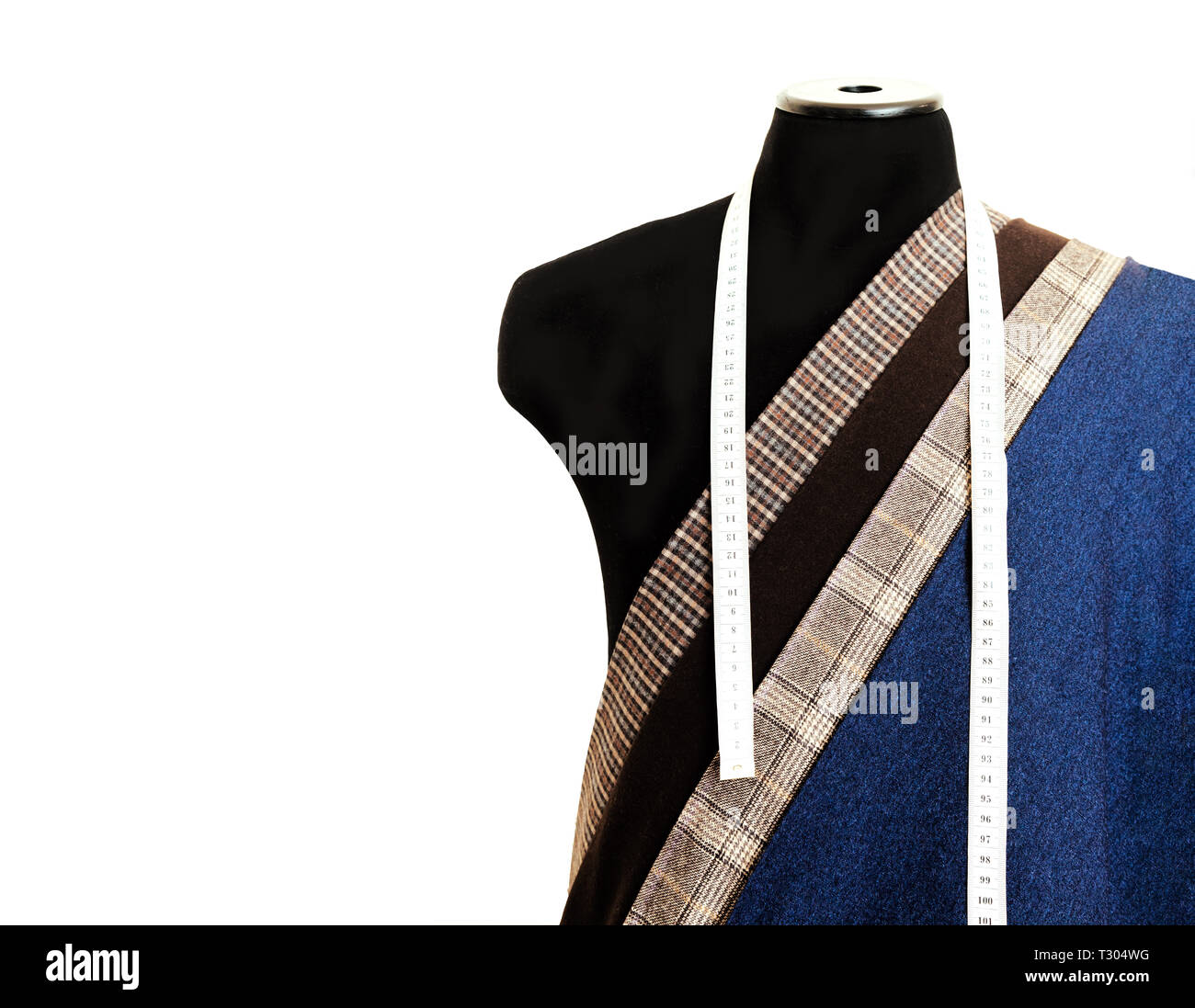 Many different in color threads lie on the layman-figure with the ...