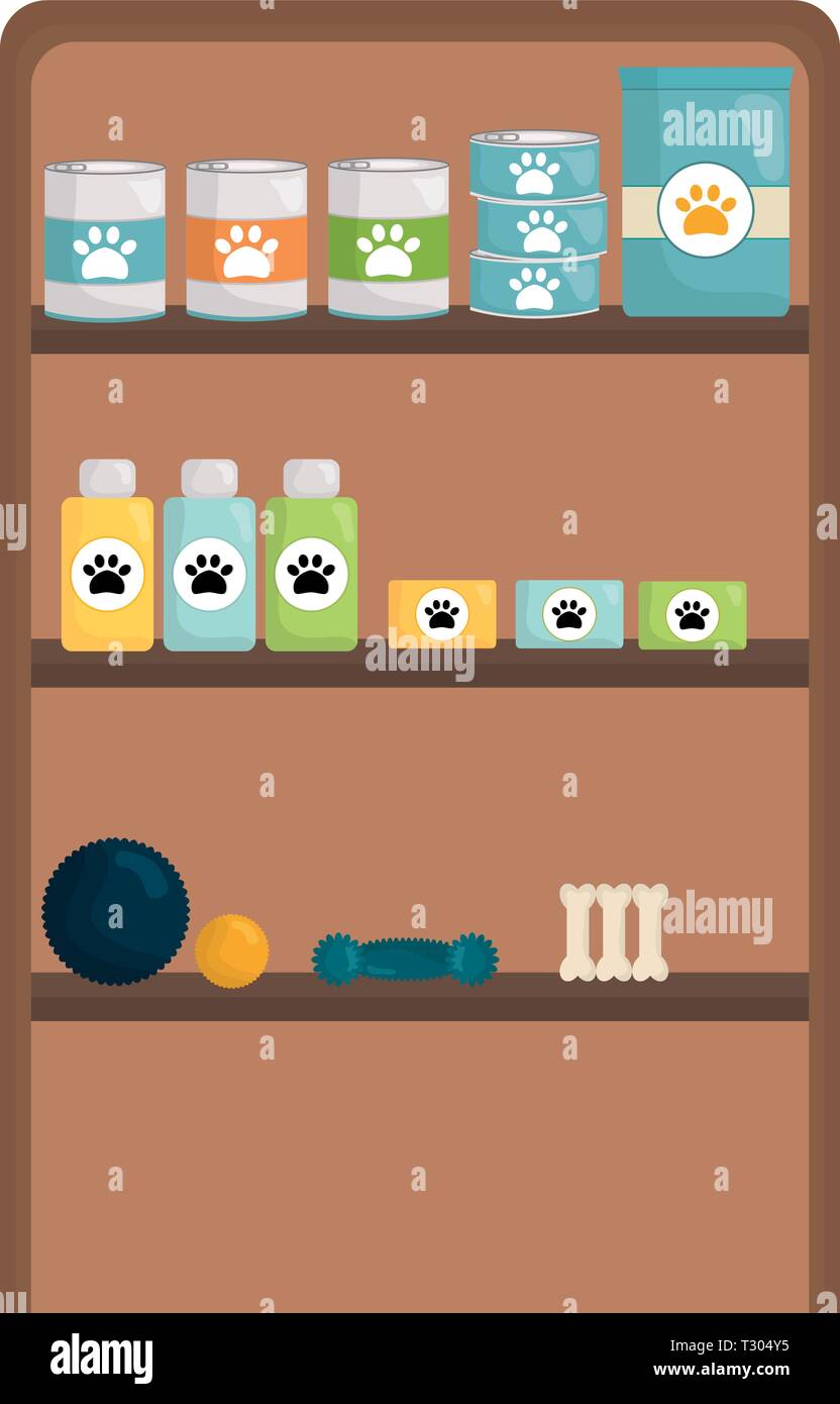 pet shop wooden shelving vector illustration design Stock Vector Image ...