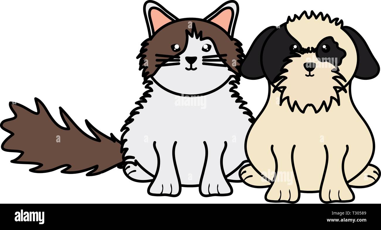 cute little cat and dog mascots vector illustration design Stock Vector ... cute little cat and dog mascots vector illustration design Stock Vector ...