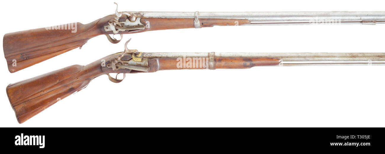 Civil long arms, flintlock and caplock, two caplock shotguns, Spain ...