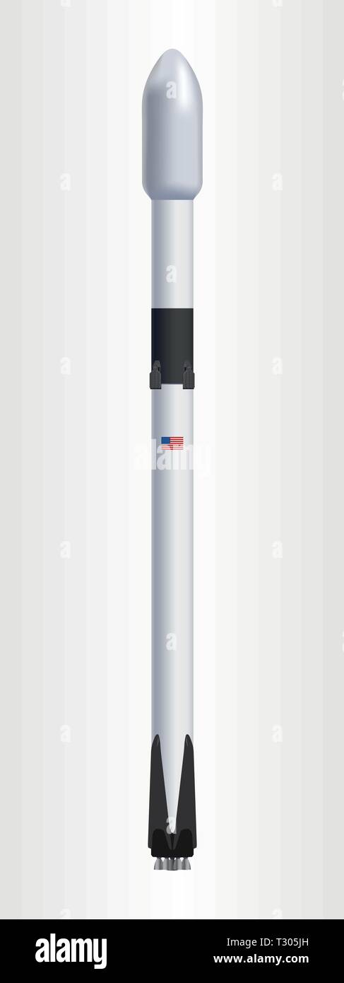 Heavy space rocket realistic vector illustration isolated on white ...