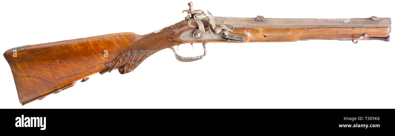 LONG ARMS, flintlock full stock rifle Jakob Senger, Vienna, circa 1810 ...