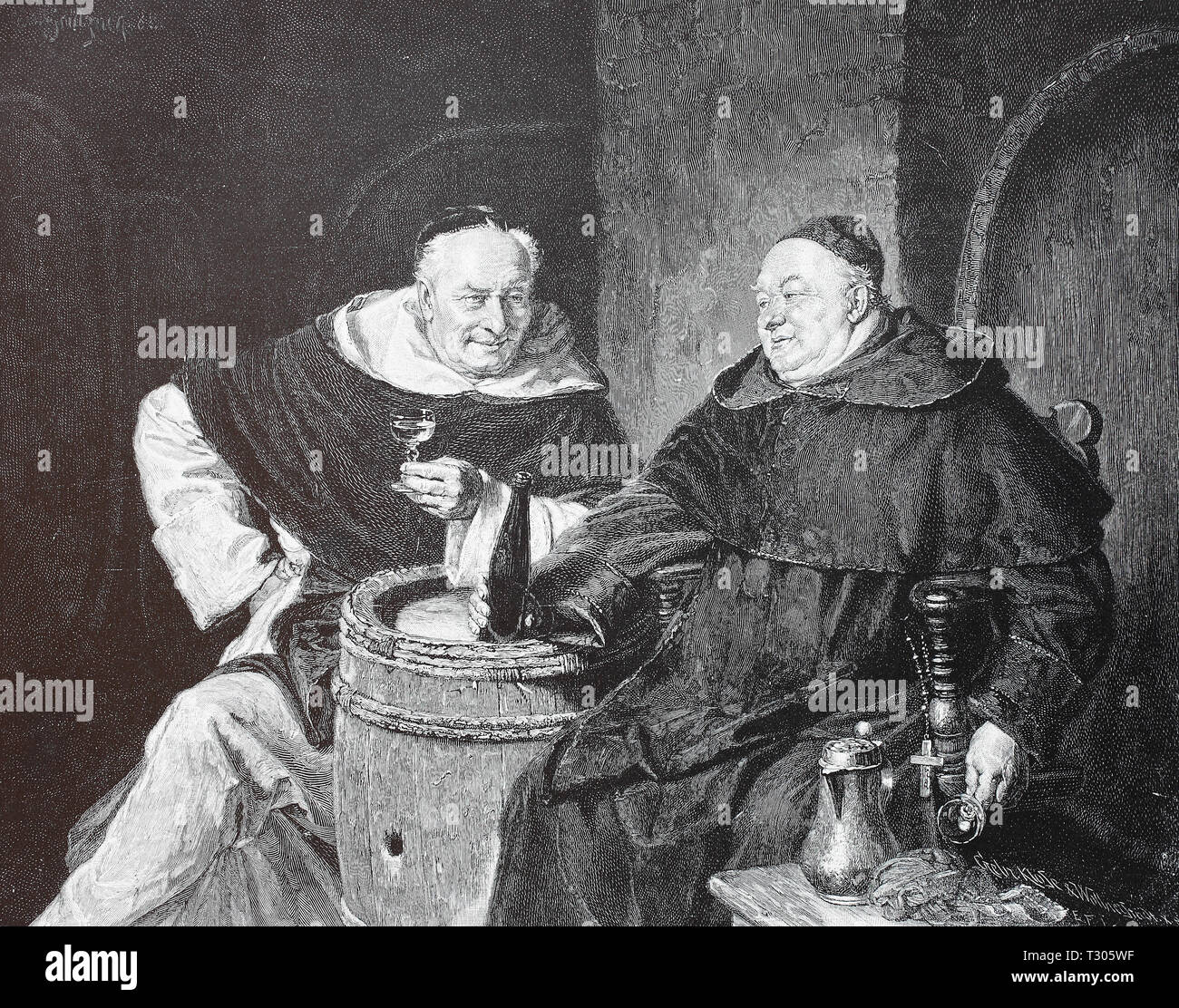 Digital improved reproduction, Convent life, cloister poetry, two monks ...