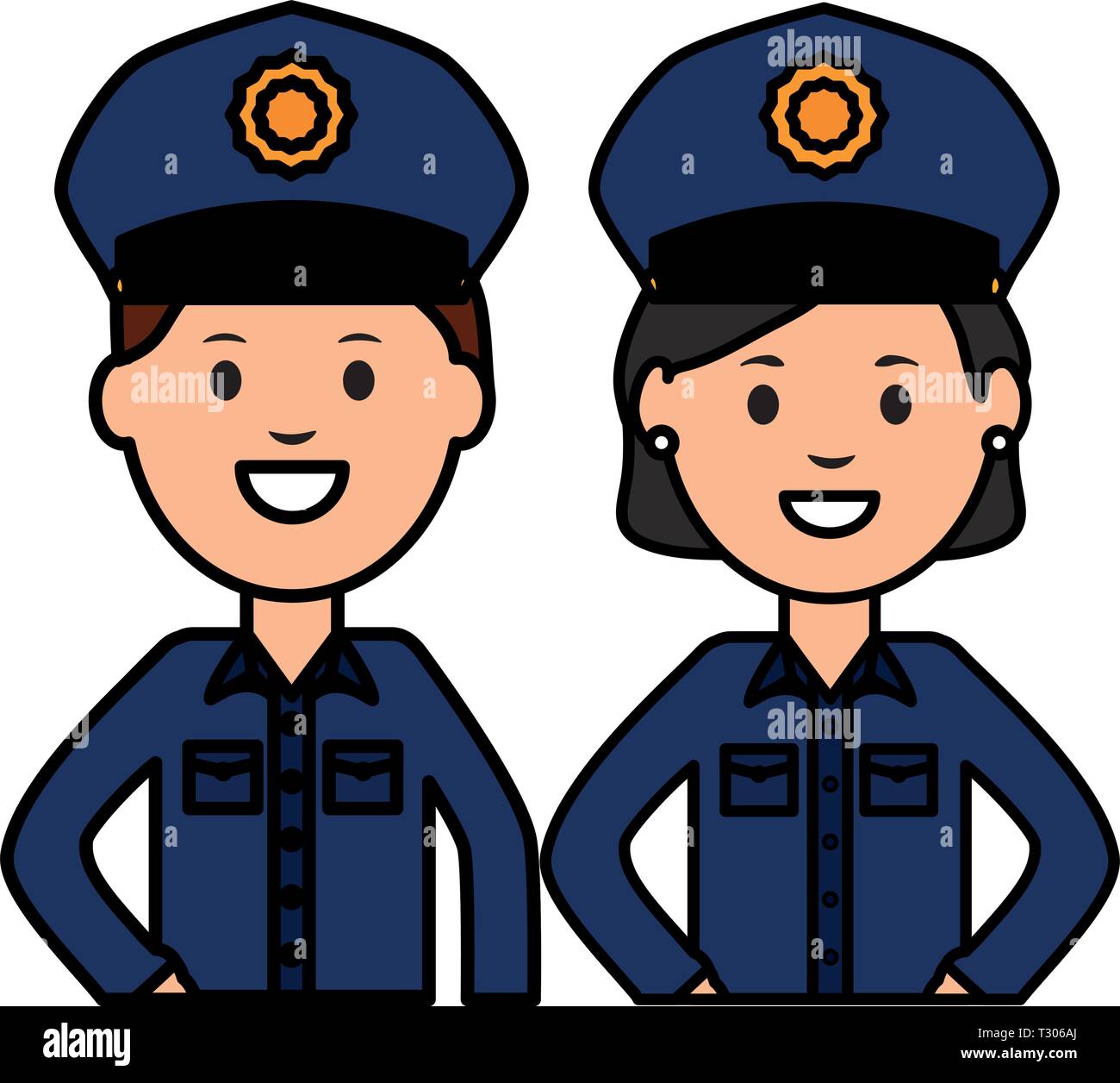 couple police officers avatars characters vector illustration design ...