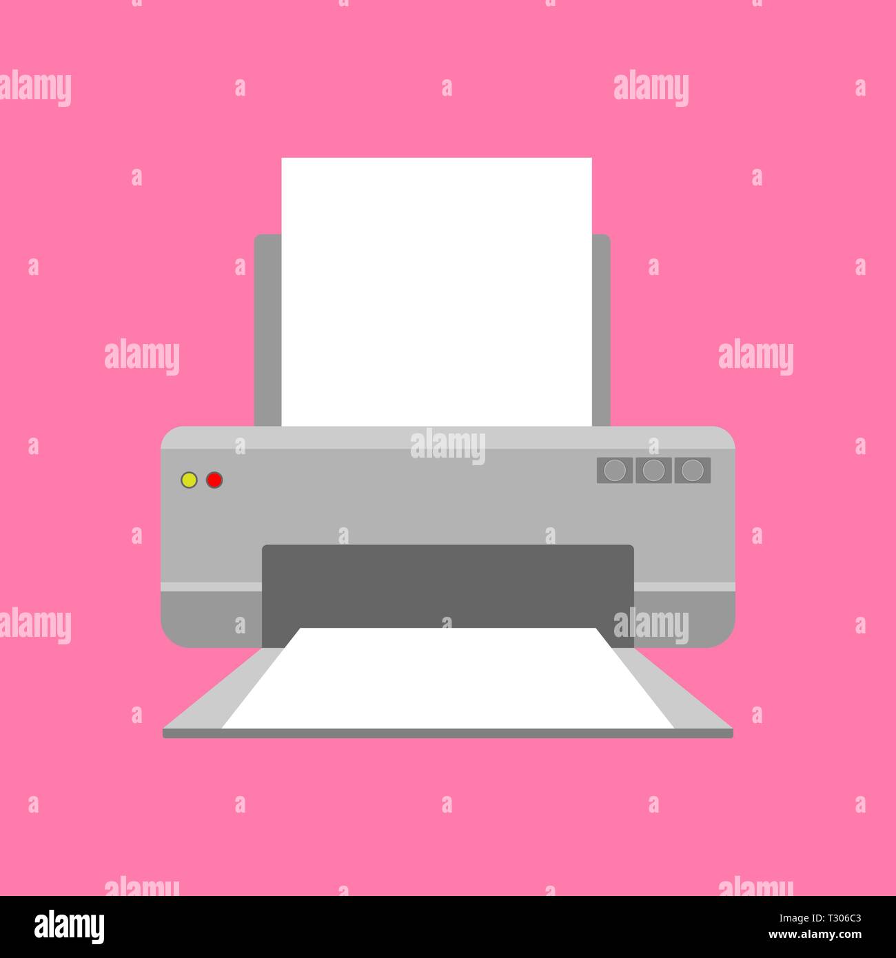 Modern printer with paper. Icon or symbol concept. Flat and solid color ...