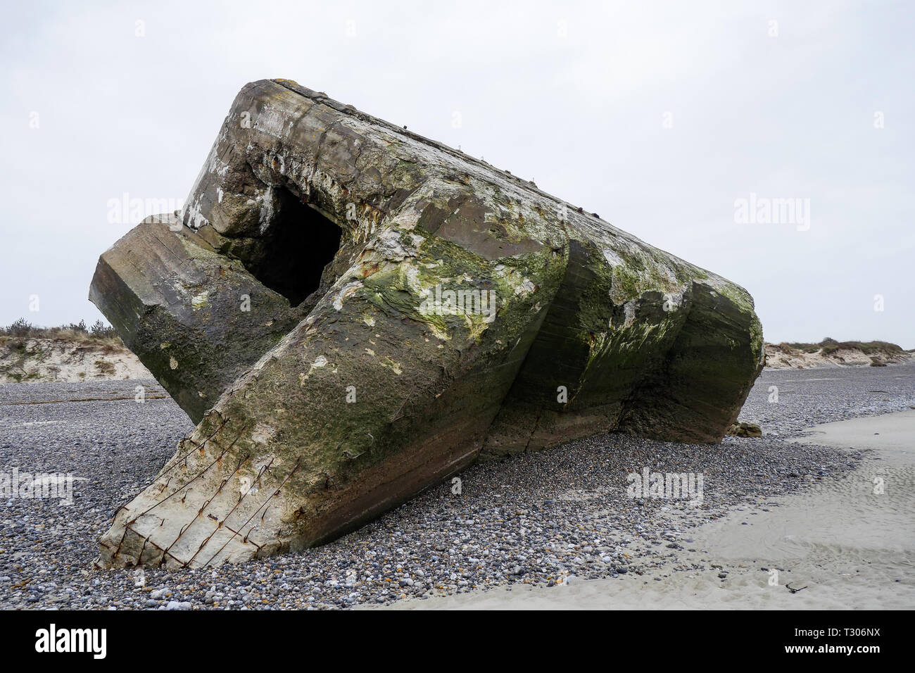 WWII German bunker, Remain of the Atlantic Wall, Le Hourdel, Bay of ...