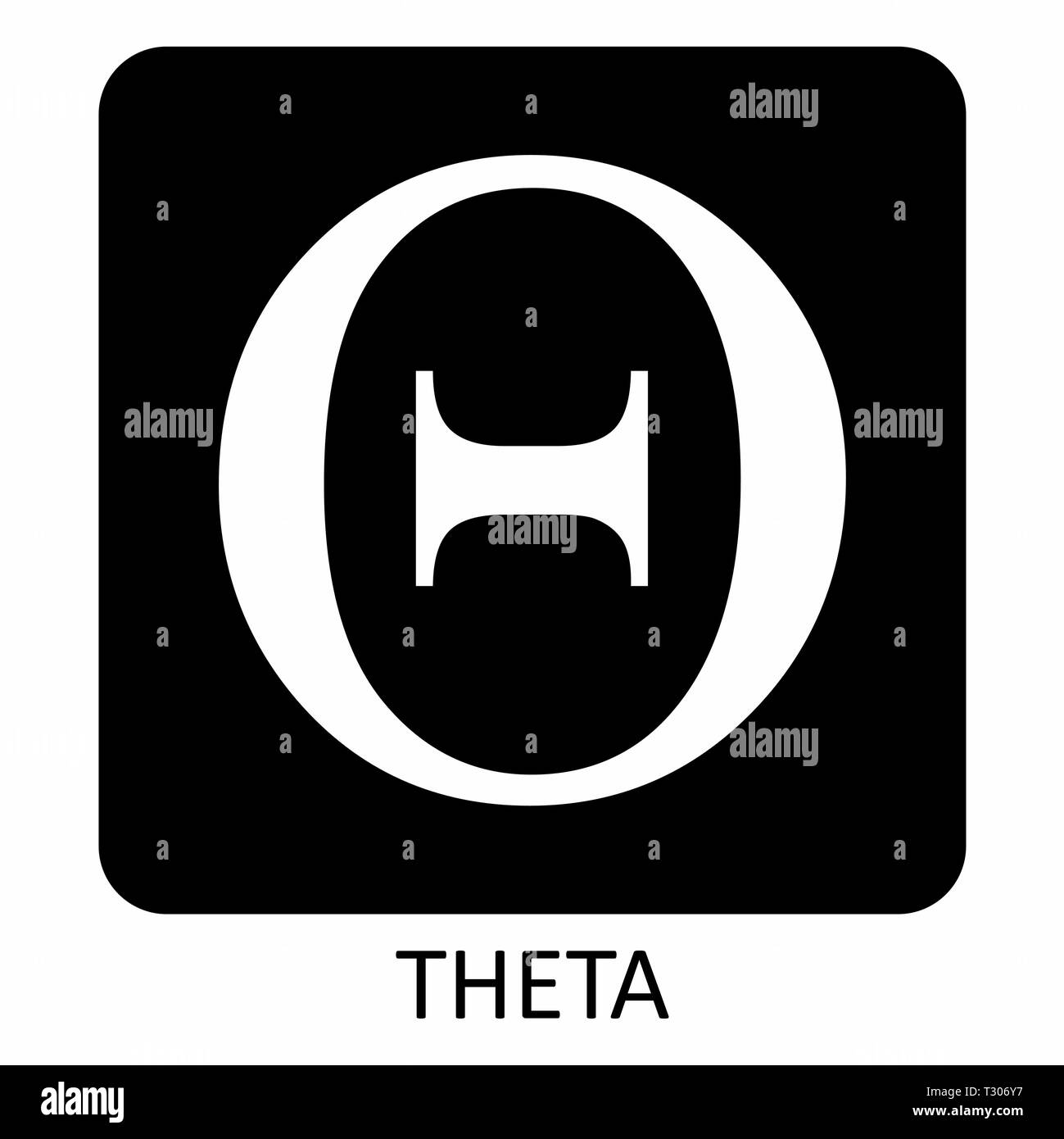 White Theta greek letter uppercase on dark background illustration ...
