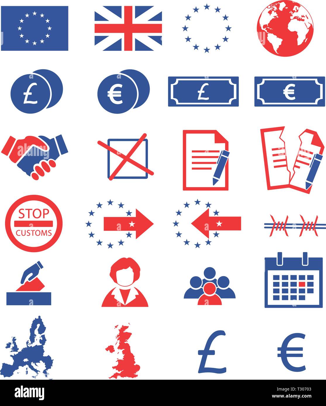 Vector icon set for creating infographics related to Brexit, European ...